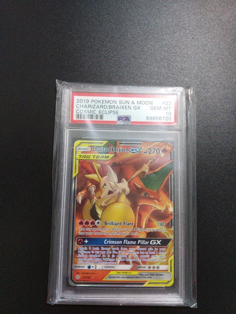 Pokemon TCG Charizard & Braixen Tag Team GX Ultra Rare PSA 10 Gem Mint Slab, Hobbies & Toys ...