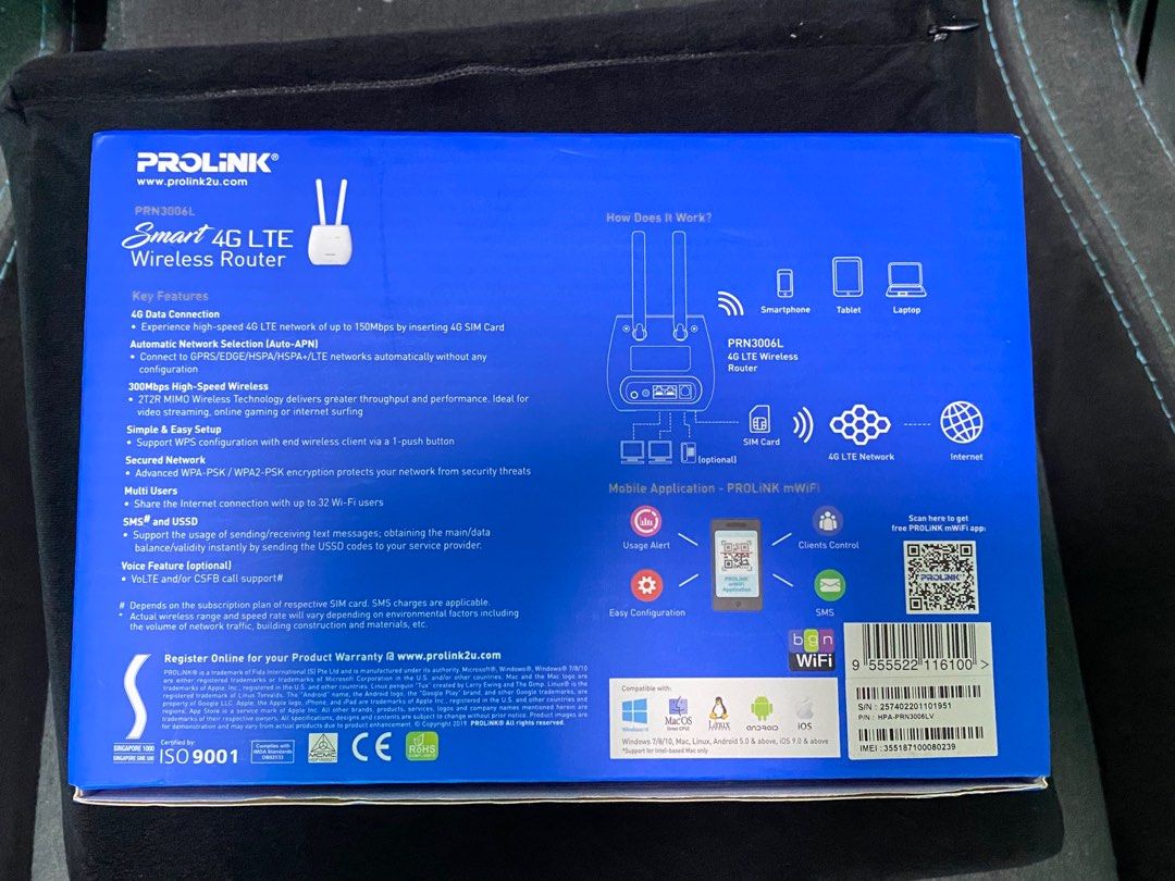 Prolink Smart 4G LTE Wireless Router PRN3006L, Computers & Tech, Parts ...