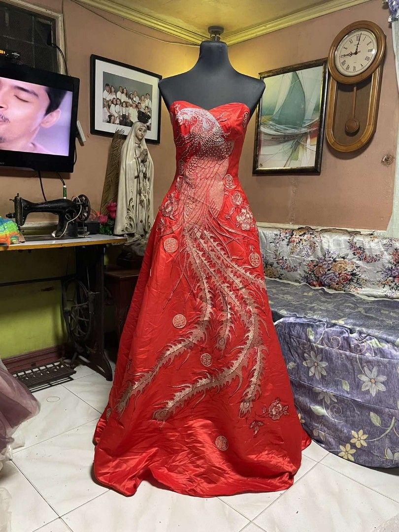 Red Tube Ball Gown, Women's Fashion, Dresses & Sets, Evening dresses ...