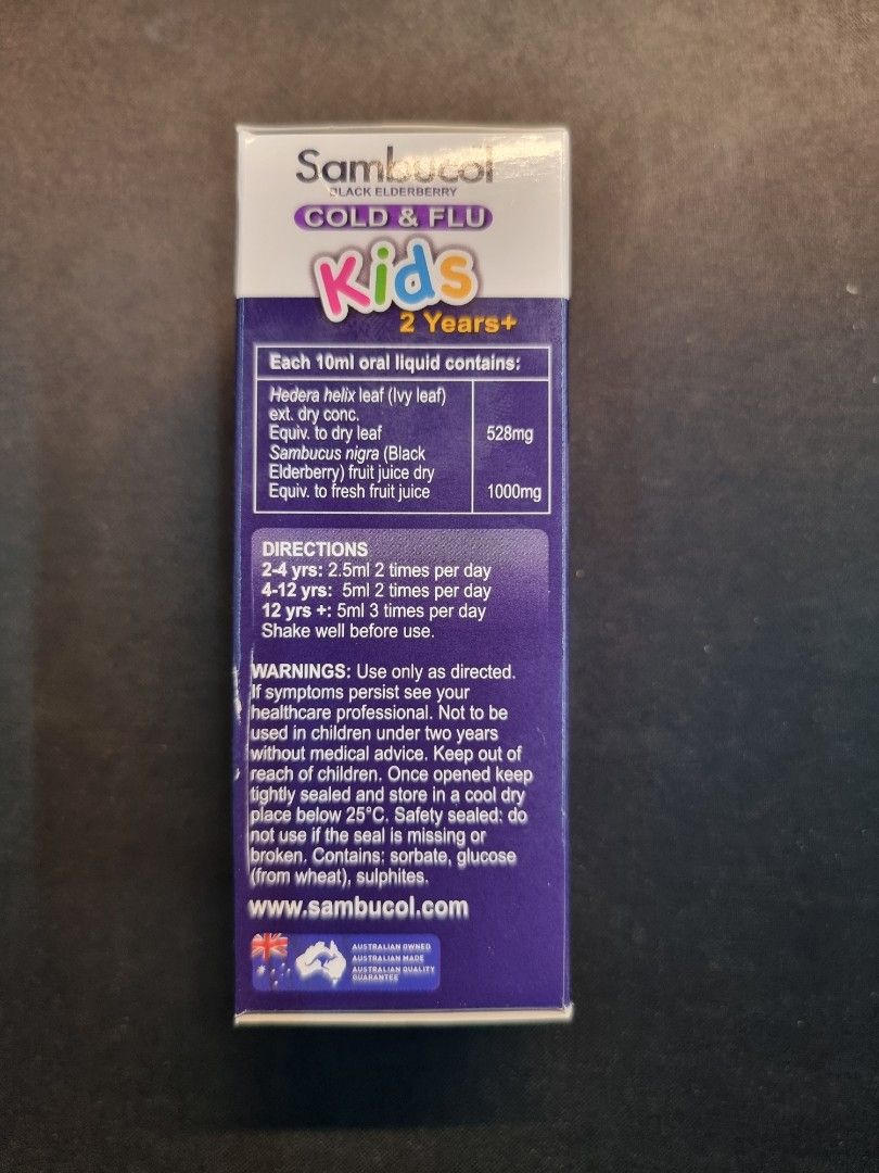 Sambucol Cold & Flu - Kids Cough Liquid, Health & Nutrition, Health ...