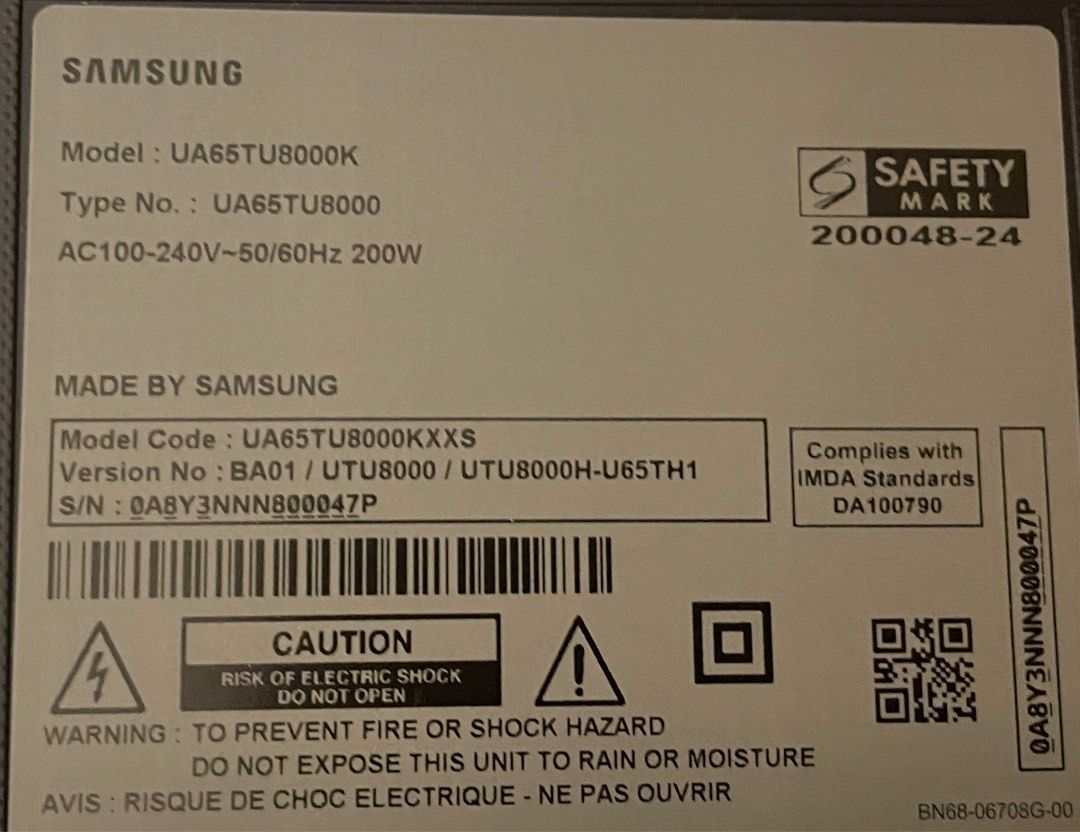 Samsung Smart TV 65 inch TU8000, TV & Home Appliances, TV ...