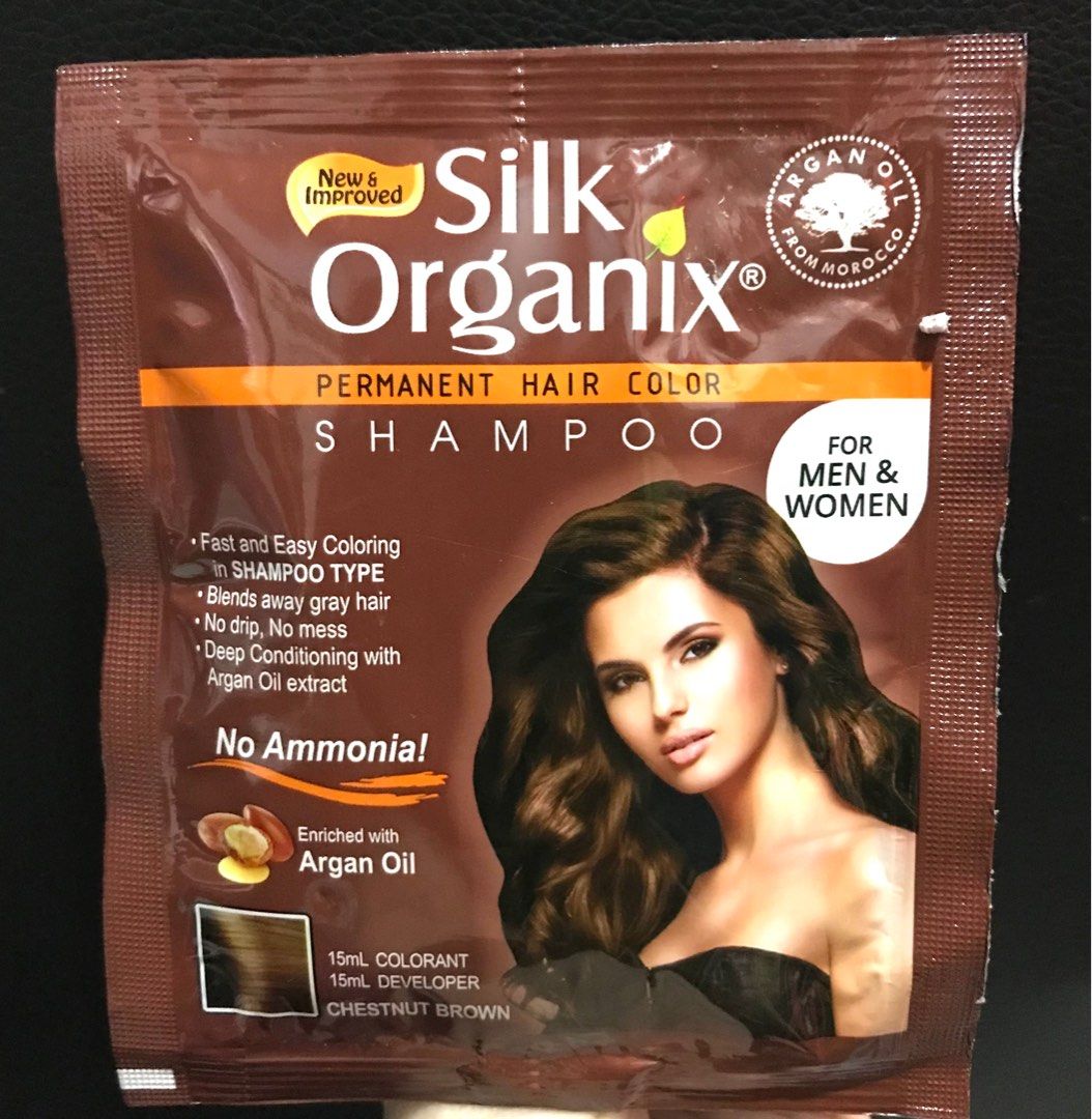 Silk Organix Chestnut Brown Permanent Hair Color Shampoo with Argan Oil ...