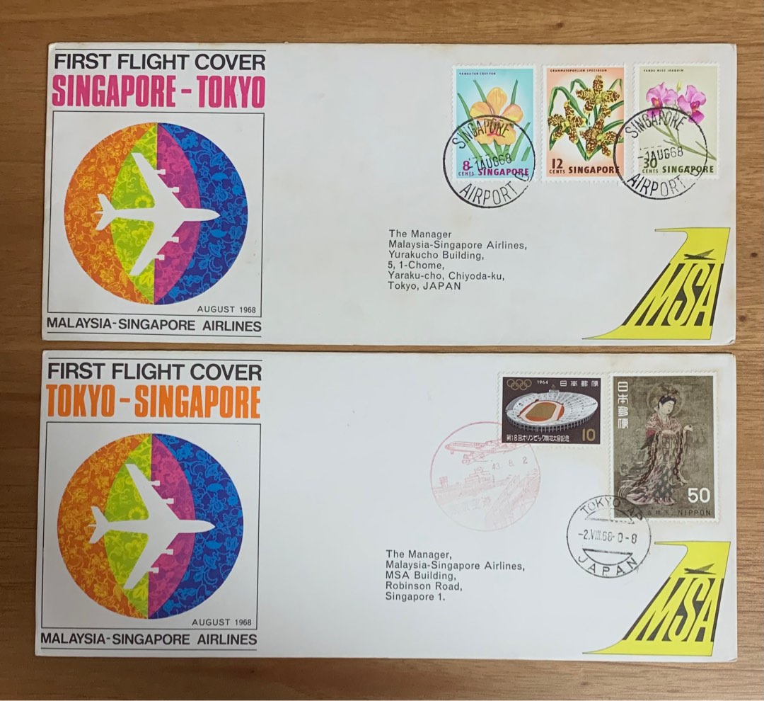 Singapore / Japan Tokyo pair of First Flight Covers by Malaysia ...