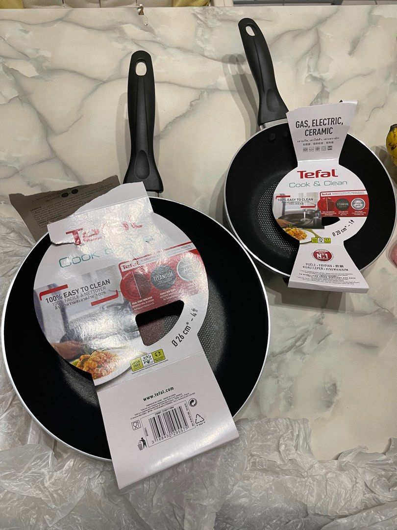 TEFAL COOK N CLEAN FRYPAN 20cm and 26cm set, Furniture & Home Living ...