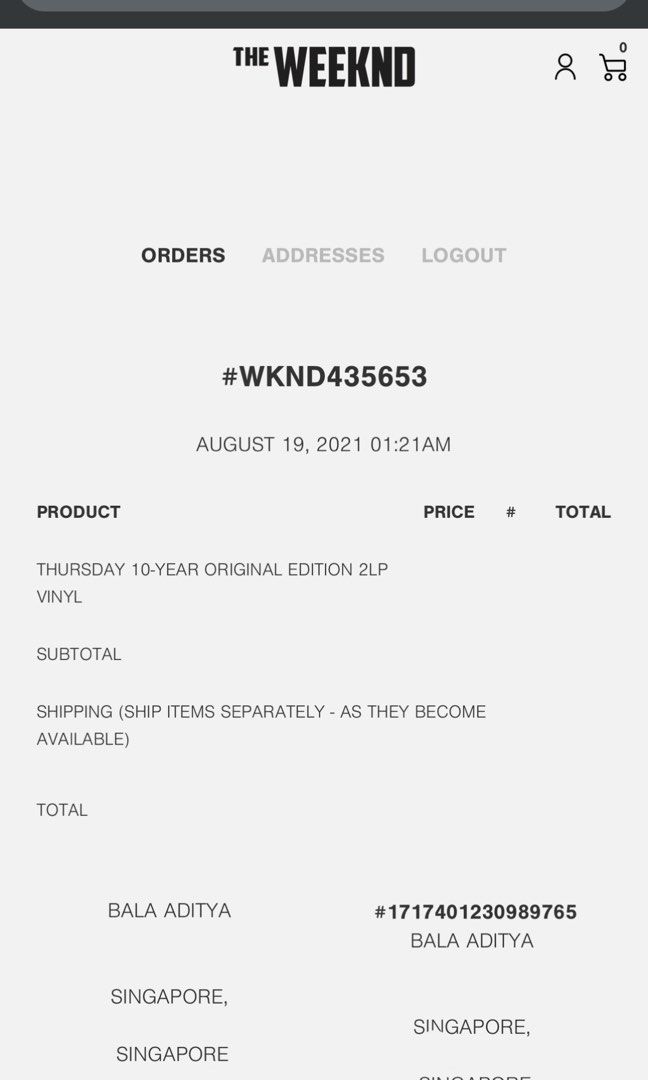 The Weeknd Limited Edition 10 Year Anniversary ORIGINAL Thursday Vinyl ...