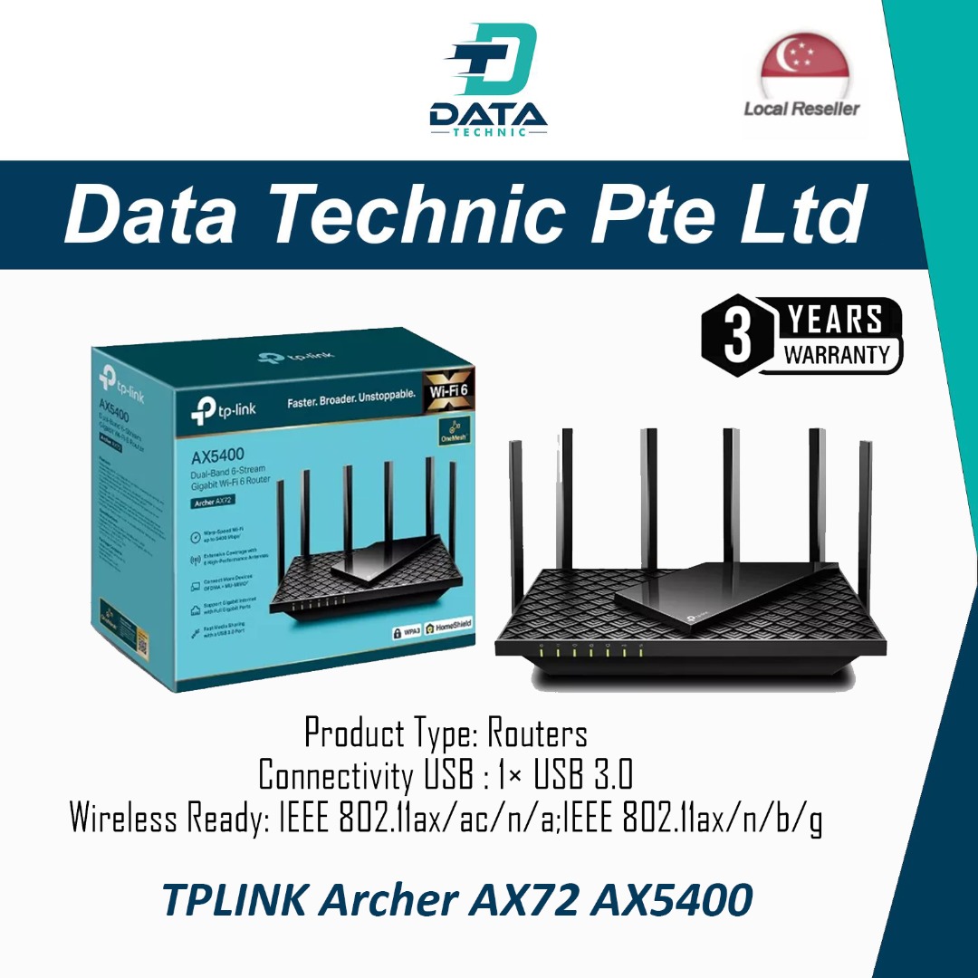 TPLINK Archer AX72 AX5400 Dual-Band Gigabit Wi-Fi 6 Router, Computers ...