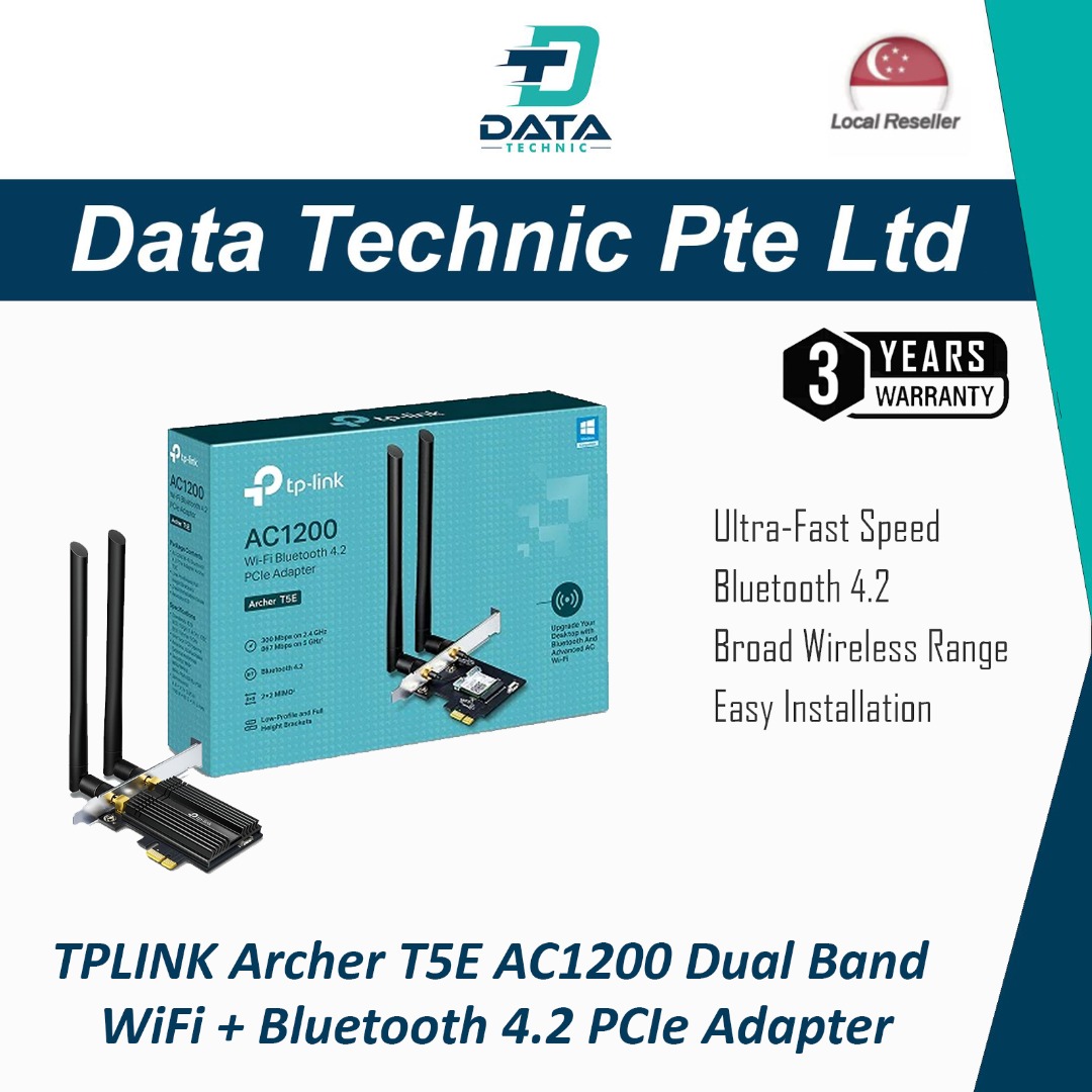 TPLINK Archer T5E AC1200 Dual Band WiFi + Bluetooth 4.2 PCIe Adapter ...