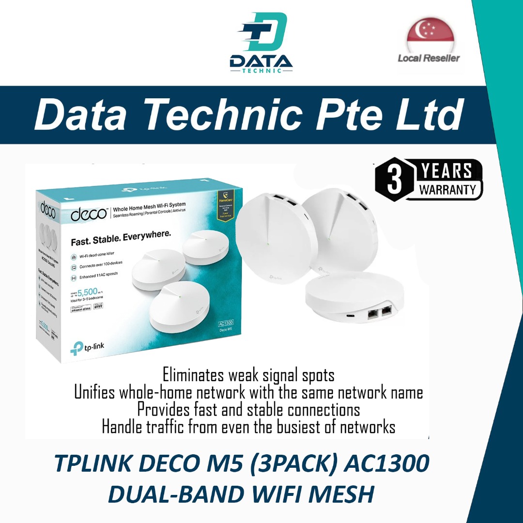 TPLINK DECO M5 (3 Pack) AC1300 Dual-Band Wi-Fi Mesh, Computers & Tech ...