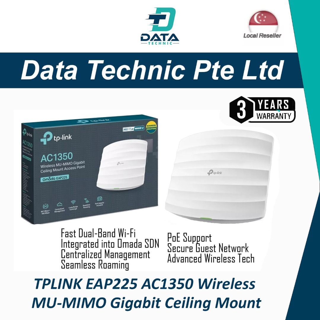TPLINK EAP225 AC1350 Wireless MU-MIMO Gigabit Ceiling Mount, Computers ...