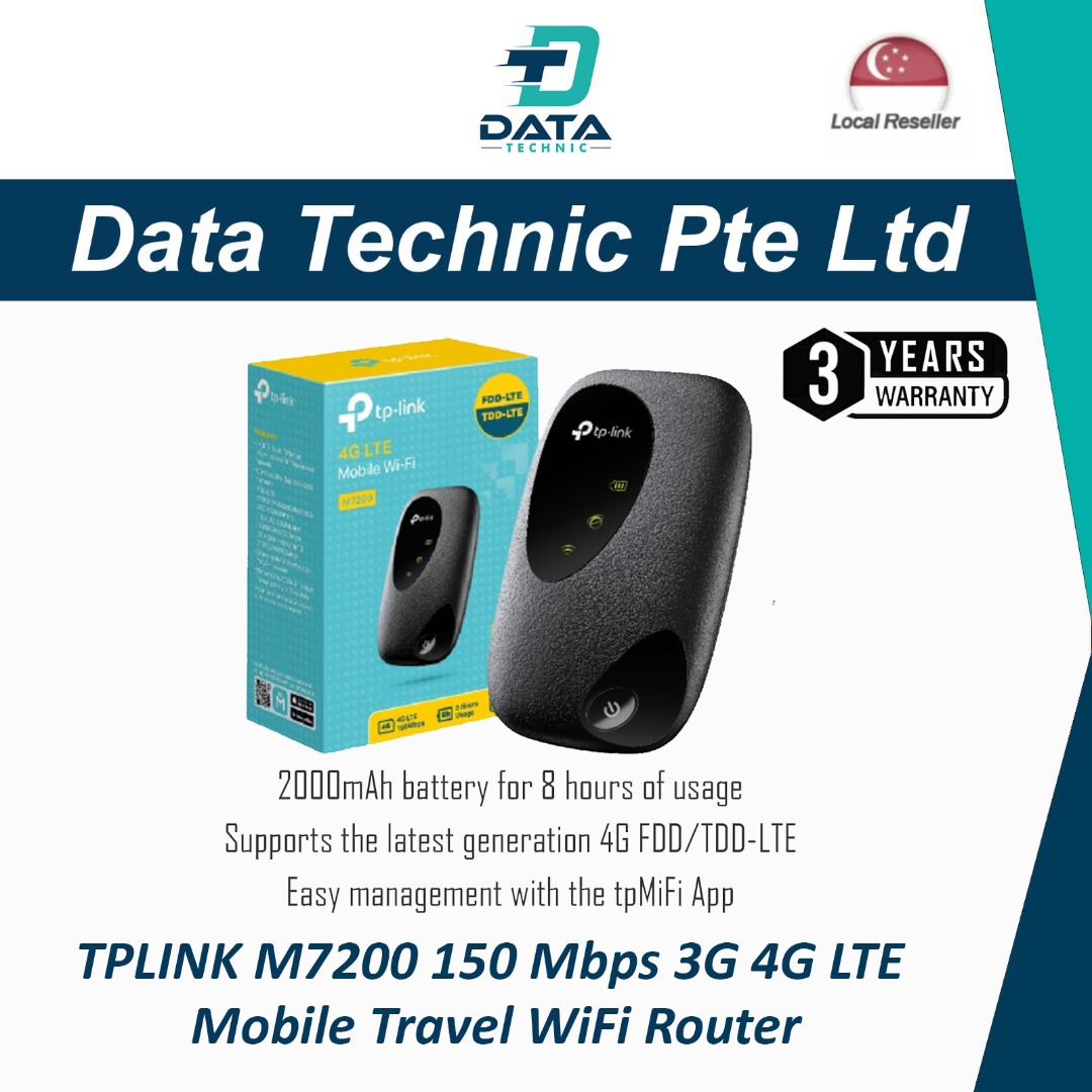 TPLINK M7200 150 Mbps 3G/4G LTE Mobile Travel WiFi Router/MiFi/Hotspot ...