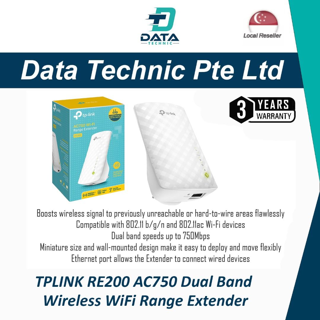 TPLINK RE200 AC750 Dual Band Wireless WiFi Range Extender/WiFi booster ...