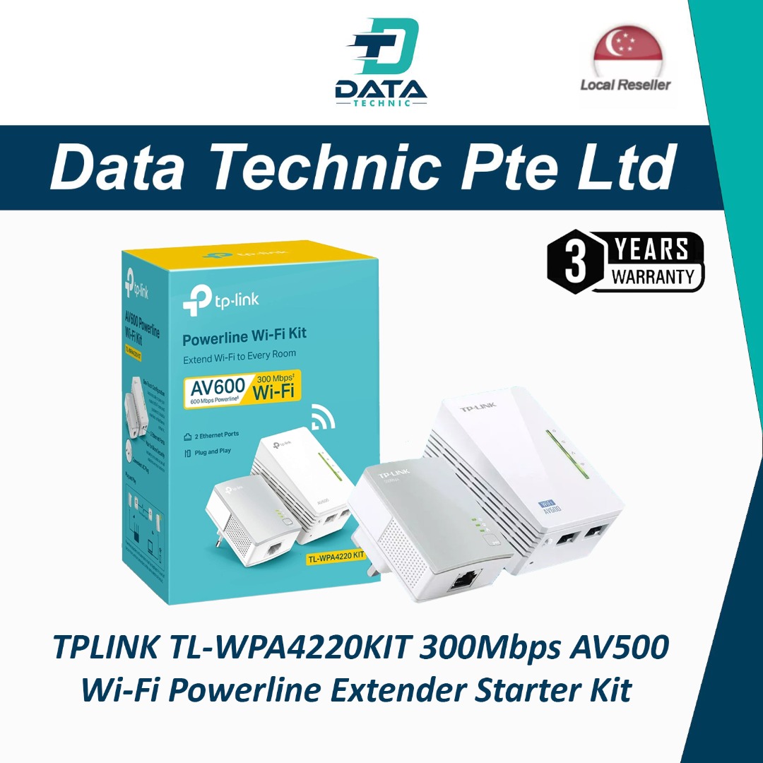 TPLINK TL-WPA4220KIT 300Mbps AV500 Wi-Fi Powerline Extender Starter Kit ...