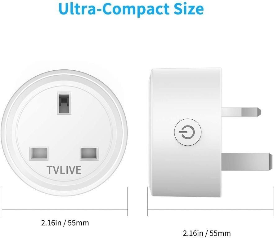 TVLIVE 2 Pack 16A Smart Plugs WiFi, Wireless Smart Socket, Remote ...