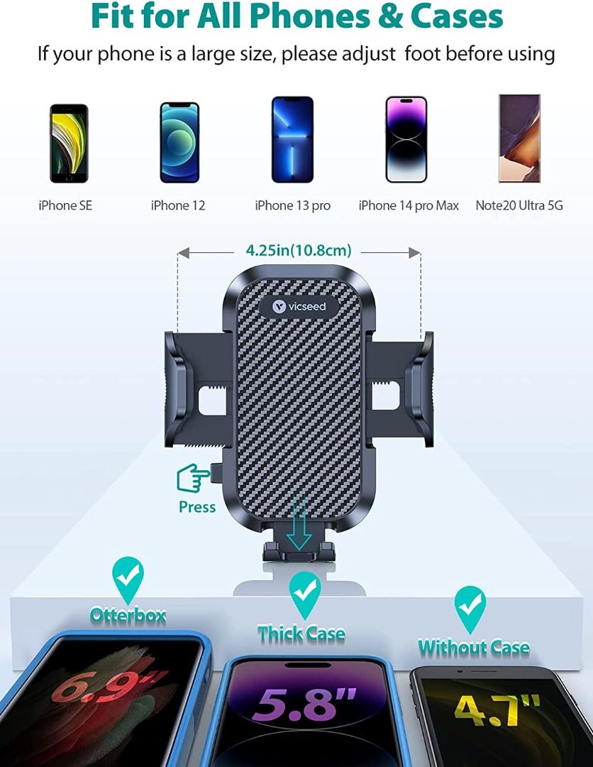 VICSEED Universal Phone Mount for Car, Mobile Phones & Gadgets, Mobile ...