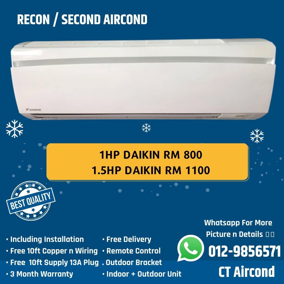 1hp Daikin Aircond Wall H02, TV & Home Appliances, Air Conditioners ...