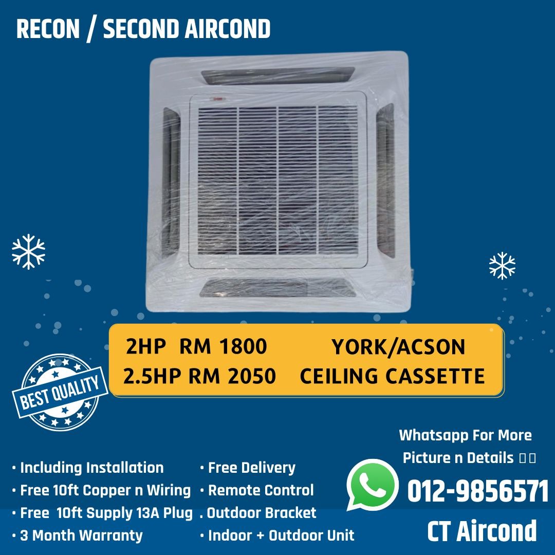 2.5hp Acson Ceiling cassette Aircond H25, TV & Home Appliances, Air ...
