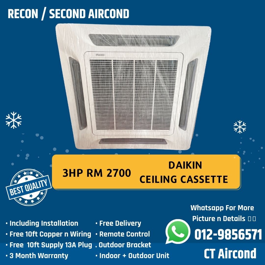 3hp Acson Ceiling Cassette Aircond H28, TV & Home Appliances, Air ...
