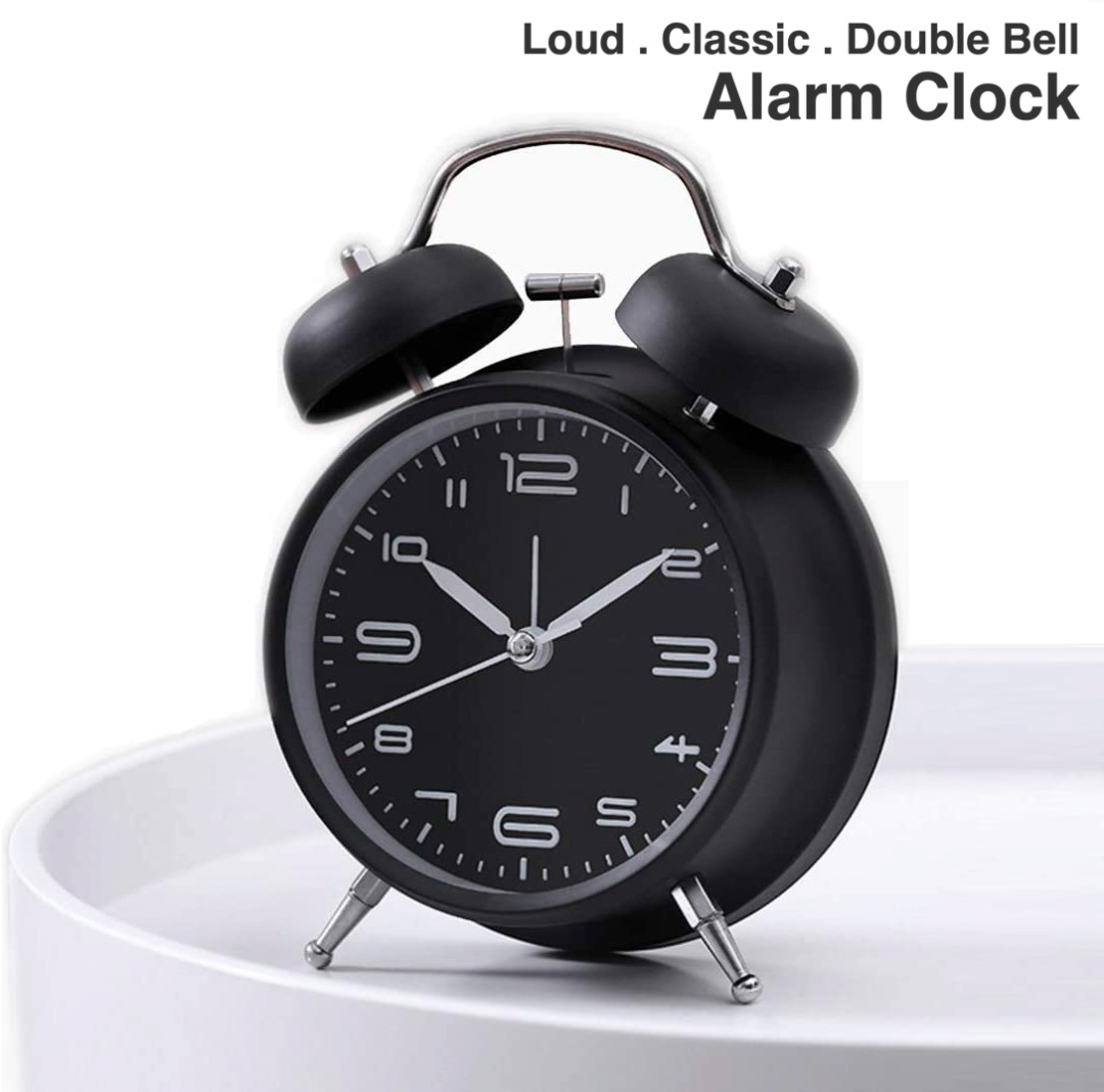 4 Inch Classic Loud Twin Double Bell Alarm Clock Analogue Bedside ...