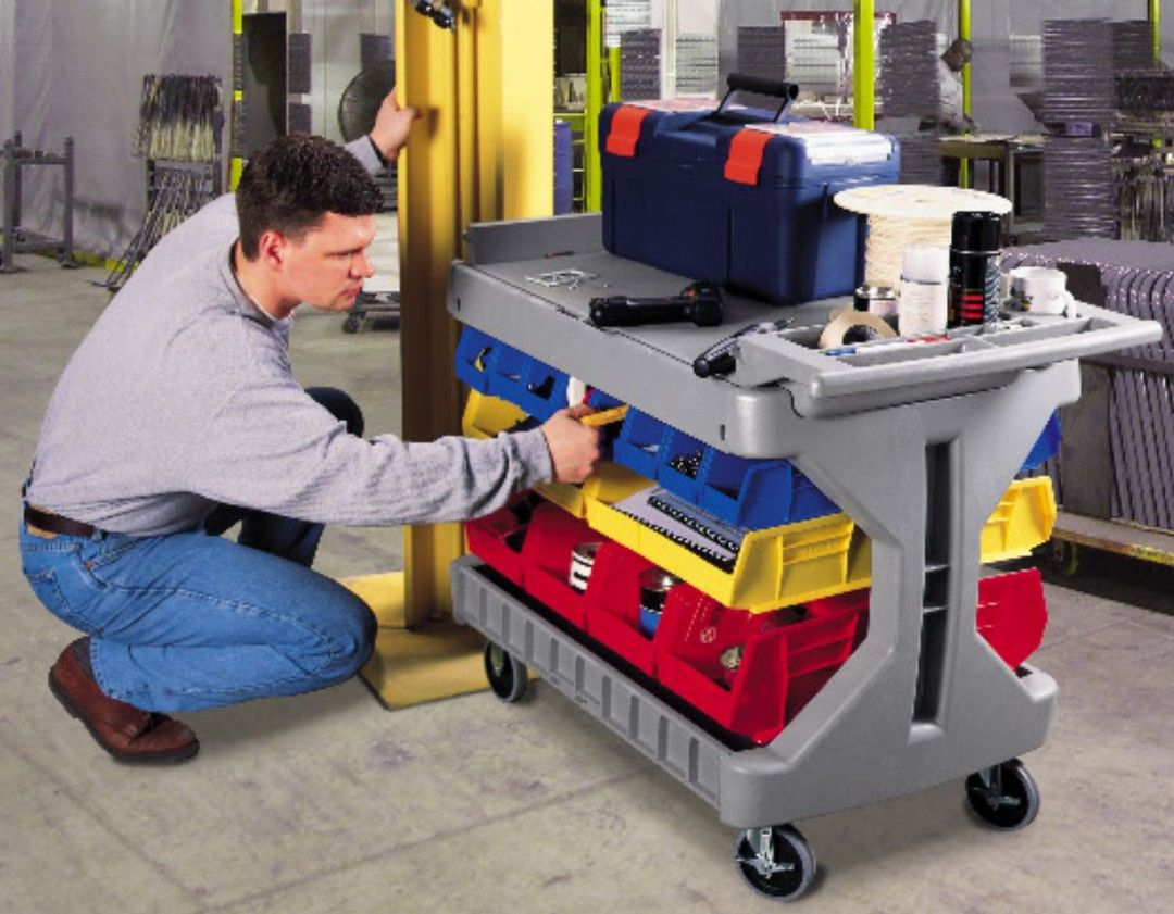 Akro-Mils 30930 2 Shelf heavy duty cart trolley, 180kg capacity, Small ...