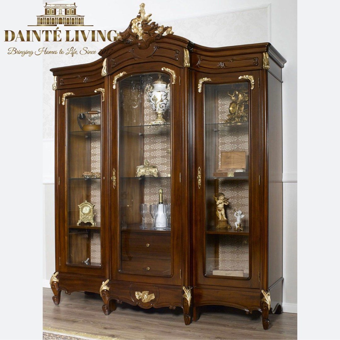 ARNAVI French Baroque Display Cabinet | in Walnut & Gold, Furniture & Home Living, Furniture ...