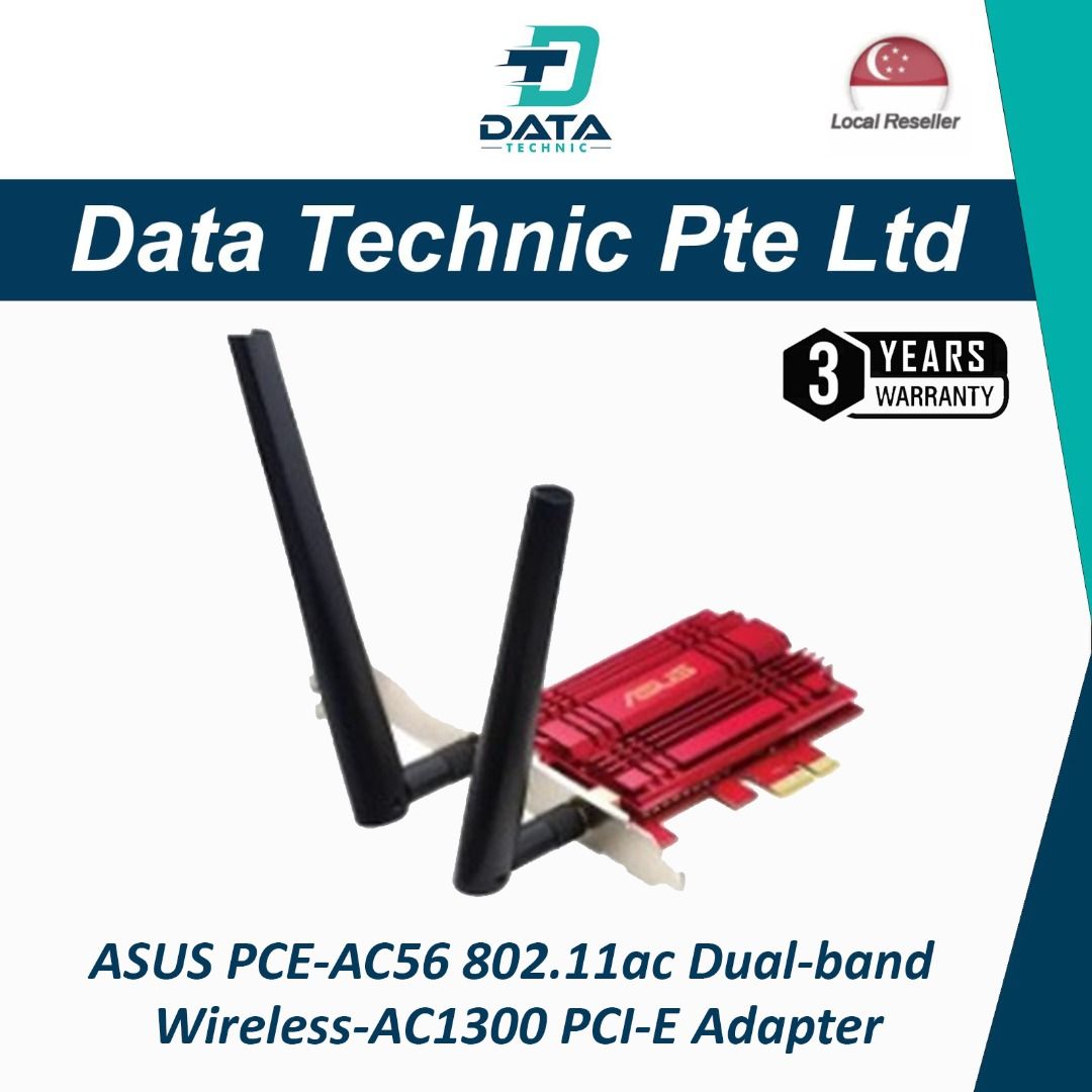 ASUS PCE-AC56 802.11ac Dual-band Wireless-AC1300 PCI-E Adapter ...