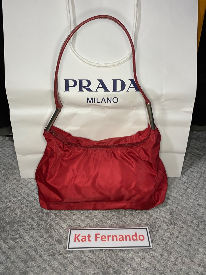 Authentic Prada Red Nylon Shoulder bag, Luxury, Bags & Wallets on Carousell