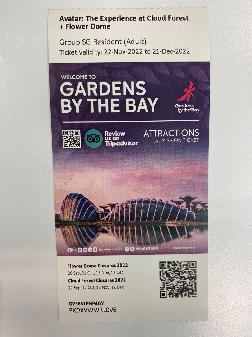 Avatar Experience ticket at Cloud Forest + Flower Dome entrance ...