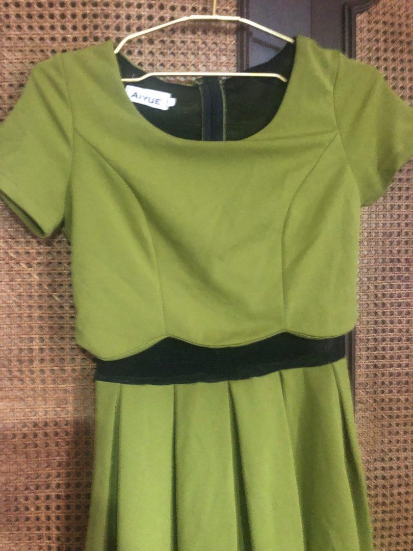 Avocado colored with black see thru on the waistline, Women's Fashion ...