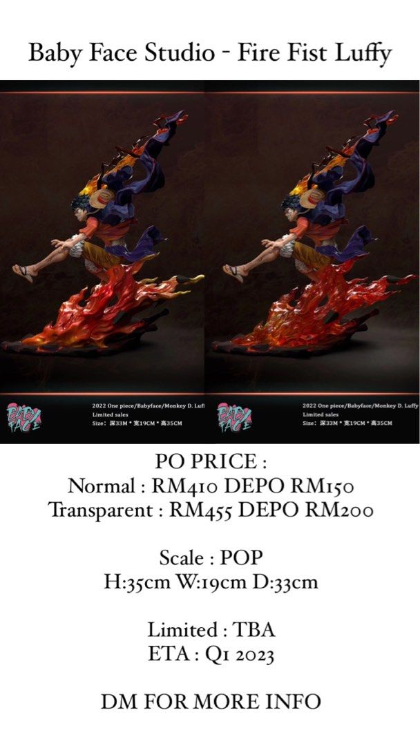 Baby Face Studio - Fire Fist Luffy, Hobbies & Toys, Toys & Games on ...