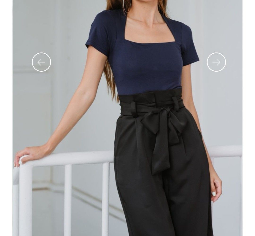Basic Queen Anne Top (Navy), Women's Fashion, Tops, Other Tops on Carousell