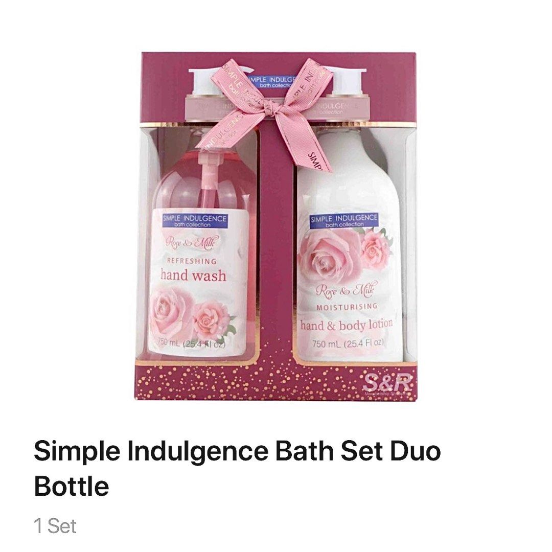 Brand New Authentic Simple Indulgence Bath Collection Rose & Milk 2 pc ...