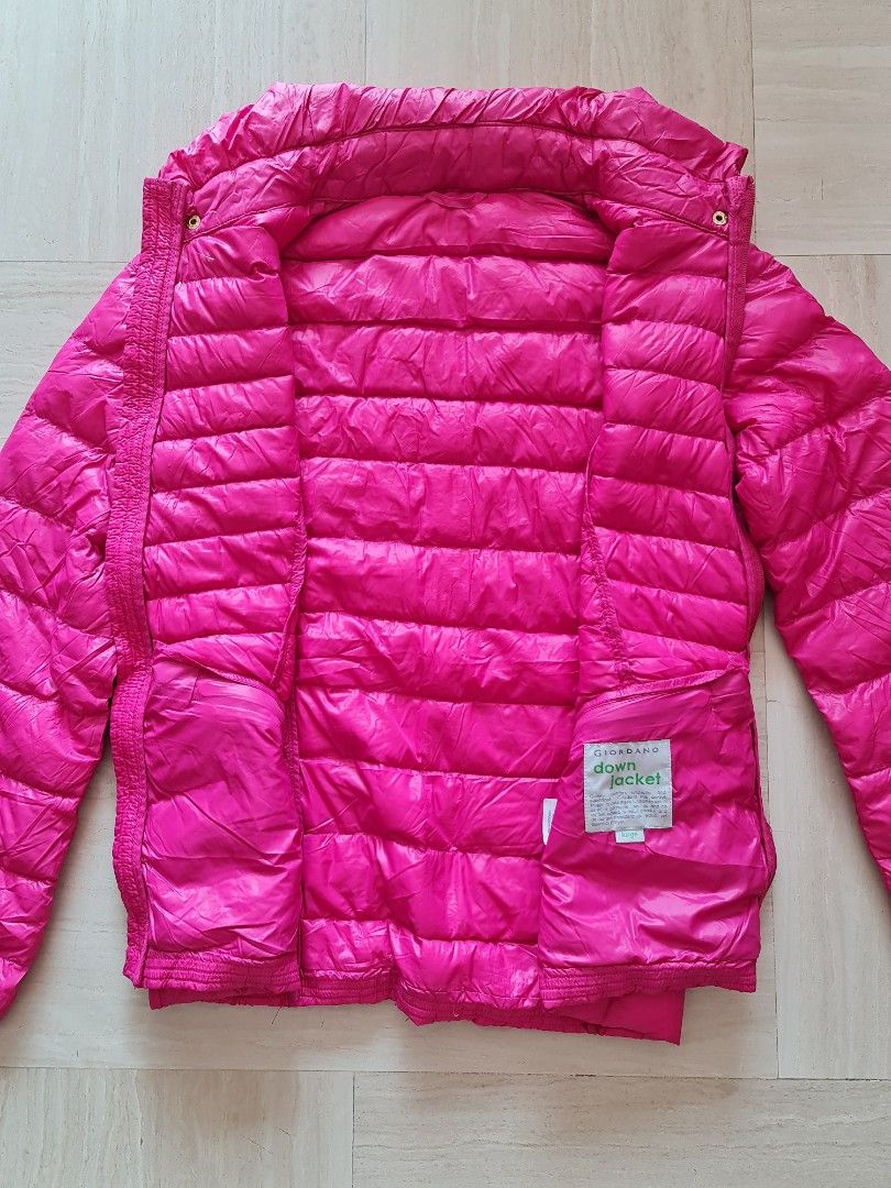 Bright Pink Down Jacket, Women's Fashion, Coats, Jackets and Outerwear ...