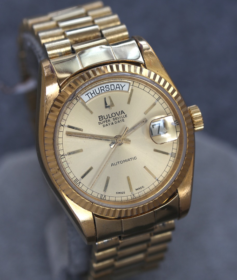 Bulova Super Seville Day-Date Gold, Men's Fashion, Watches ...