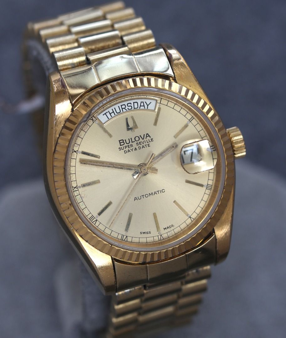 Bulova Super Seville Day-Date Gold, Men's Fashion, Watches ...