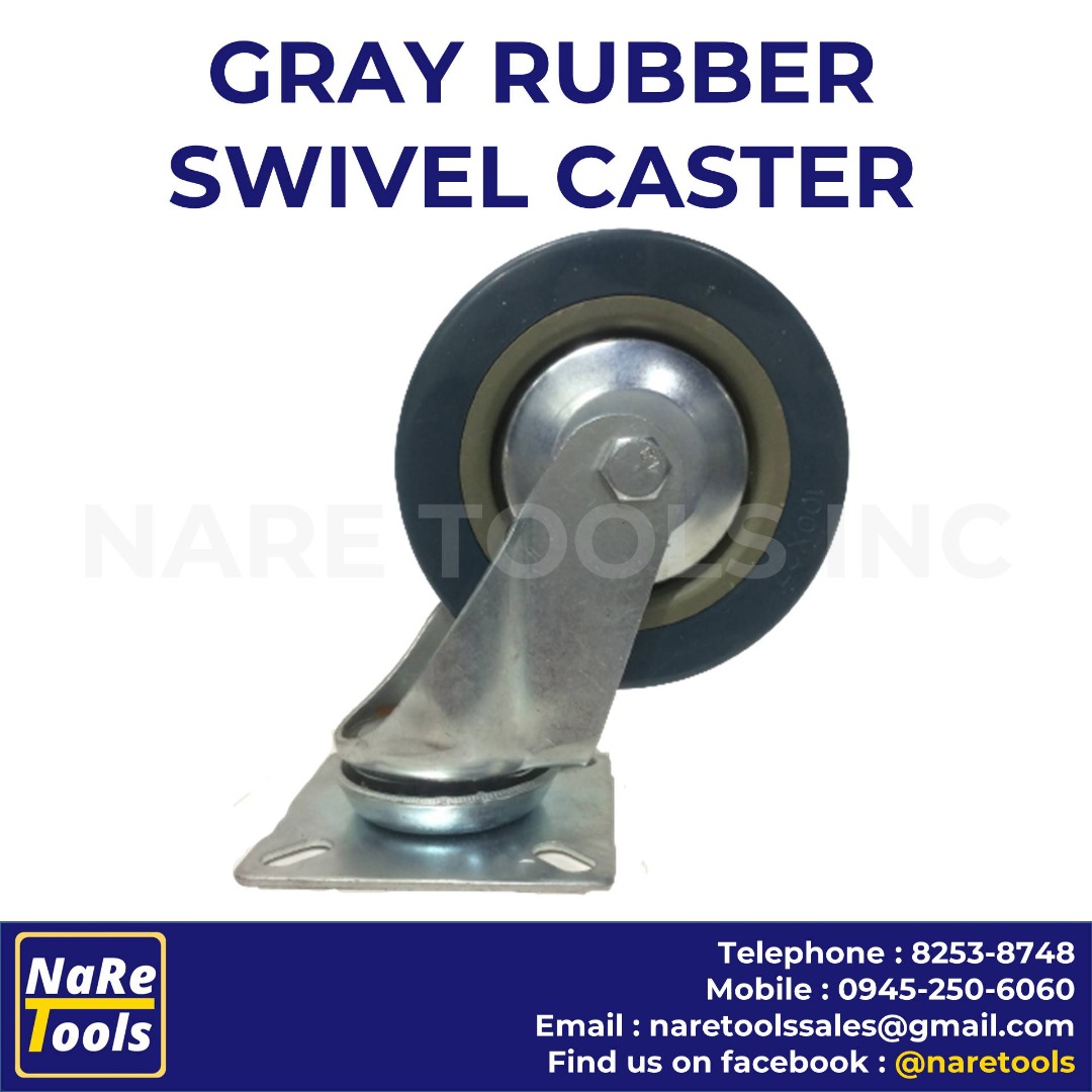 CASTER WHEEL - Gray Rubber Swivel Caster Wheel, Commercial & Industrial ...