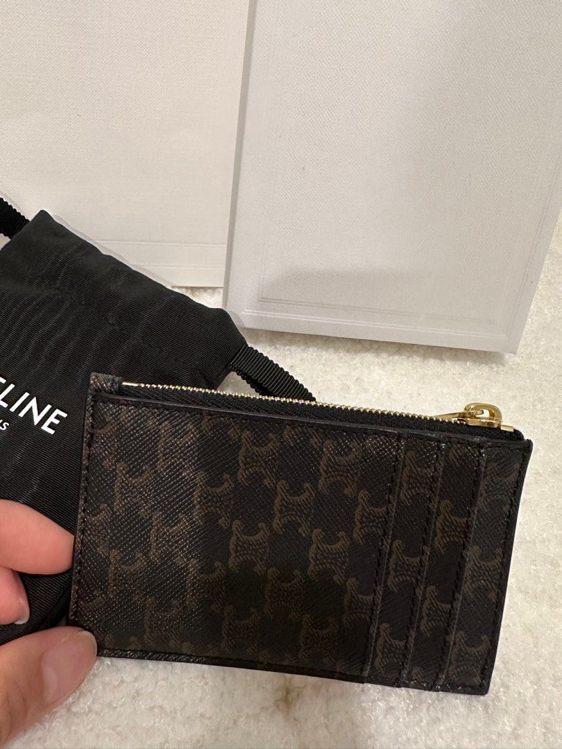 Celine ZIPPED CARD HOLDER IN TRIOMPHE CANVAS, Luxury, Bags & Wallets on Carousell