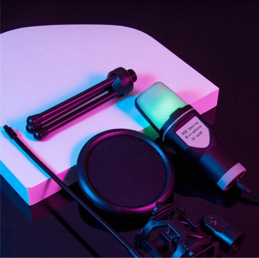 Condenser Microphone RGB USB Mic Gamer Microphones Wired Streaming ...