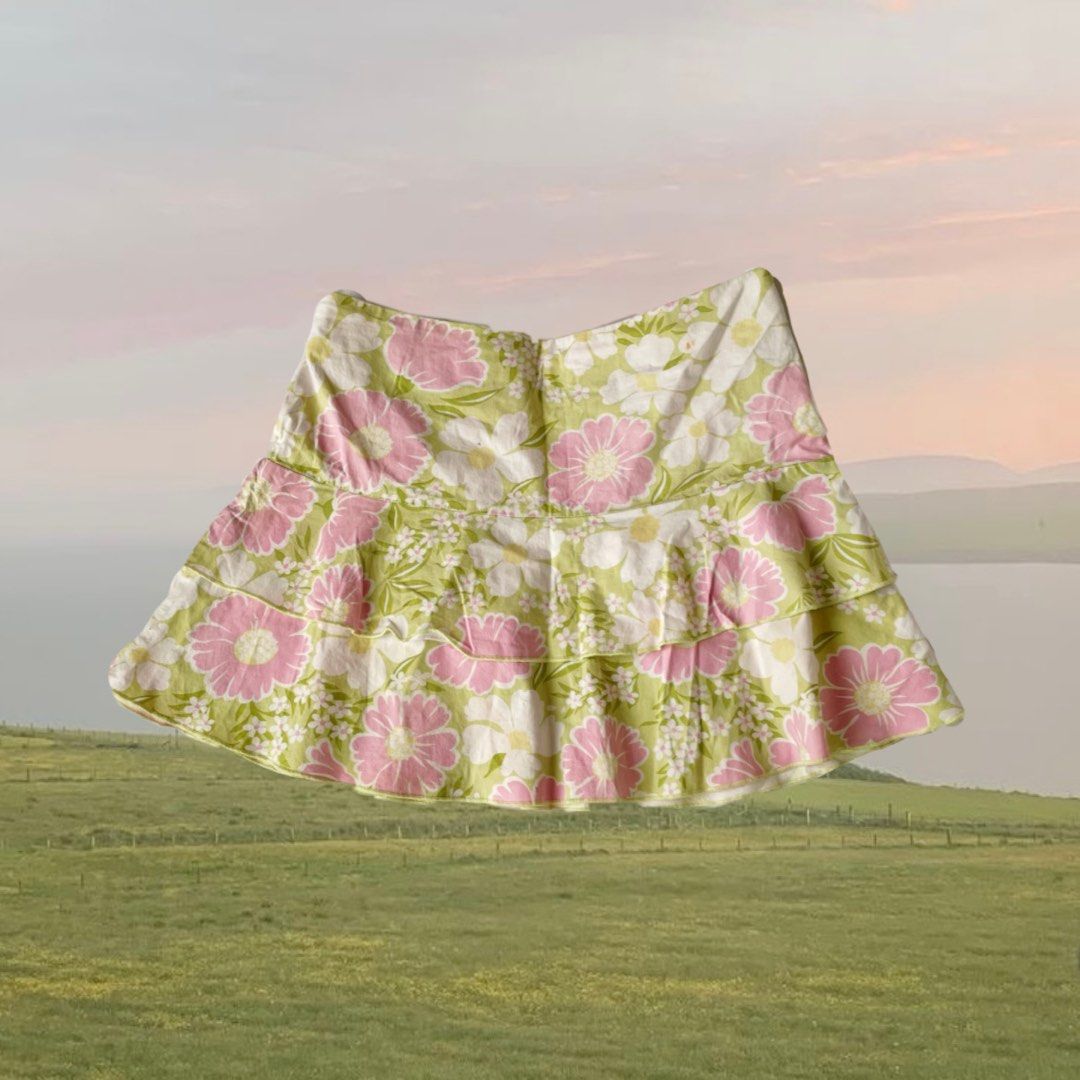 Cottagecore Floral Beach Ruffled Skirt, Women's Fashion, Bottoms ...