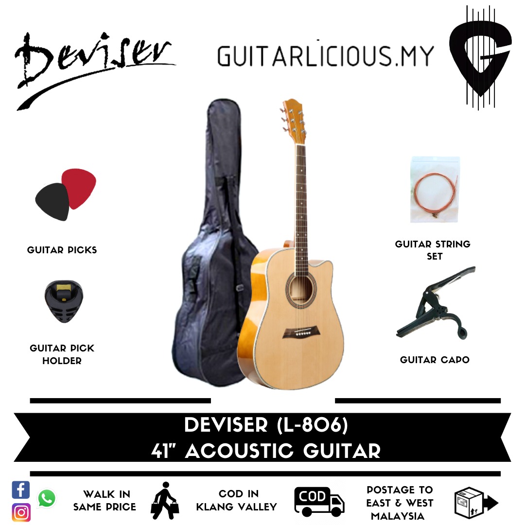 Deviser 41" Acoustic Guitar L806 | Natural, Hobbies & Toys, Music & Media, Musical Instruments ...