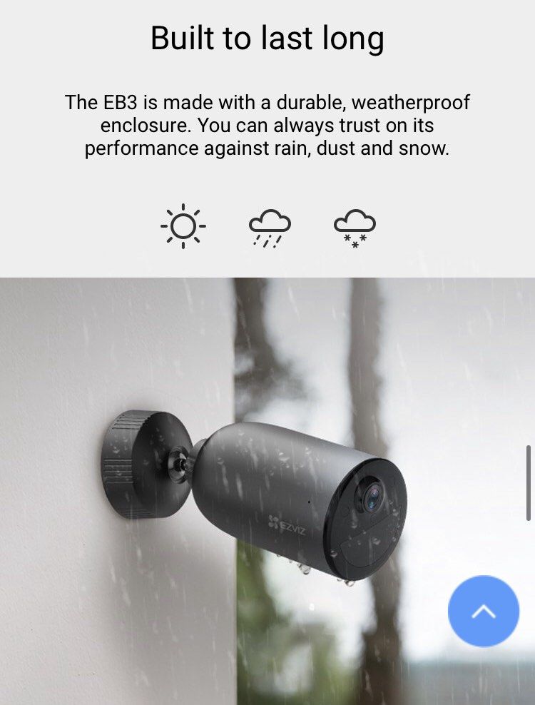 EZVIZ EB3 2K Standalone Outdoor Smart Home Battery Camera CCTV, 2 Way ...