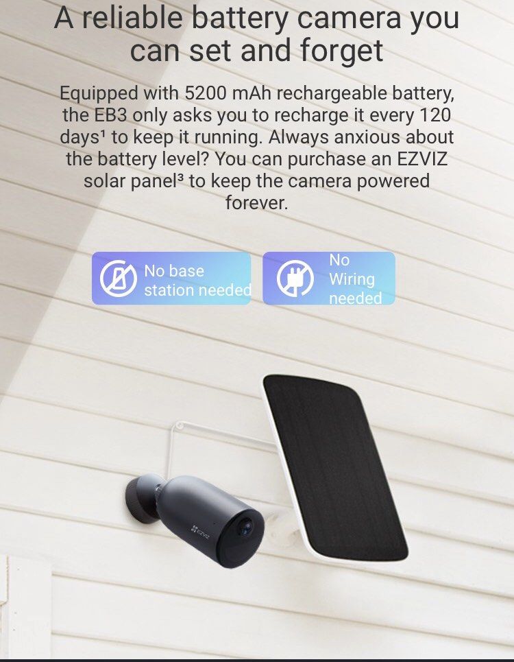 EZVIZ EB3 2K Standalone Outdoor Smart Home Battery Camera CCTV, 2 Way ...
