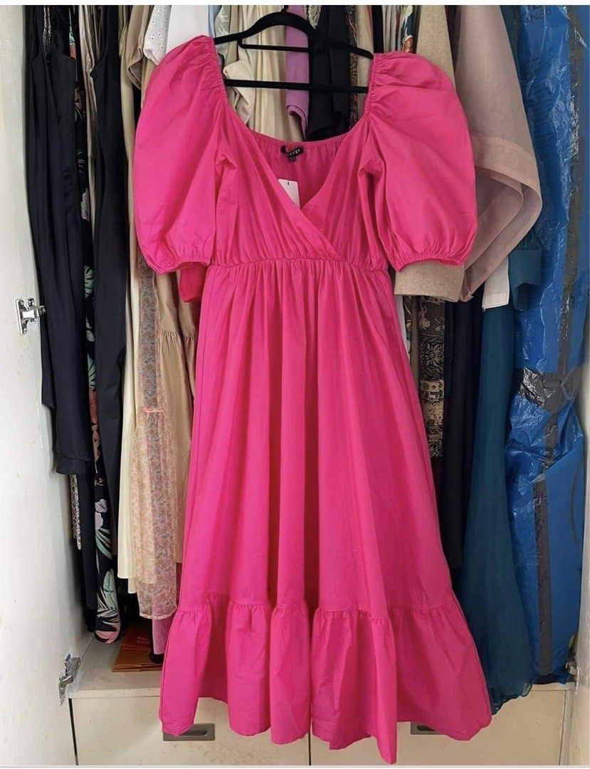 Filipiniana Style Puff Sleeve Casual Hot Pink Long Dress #zara # ...
