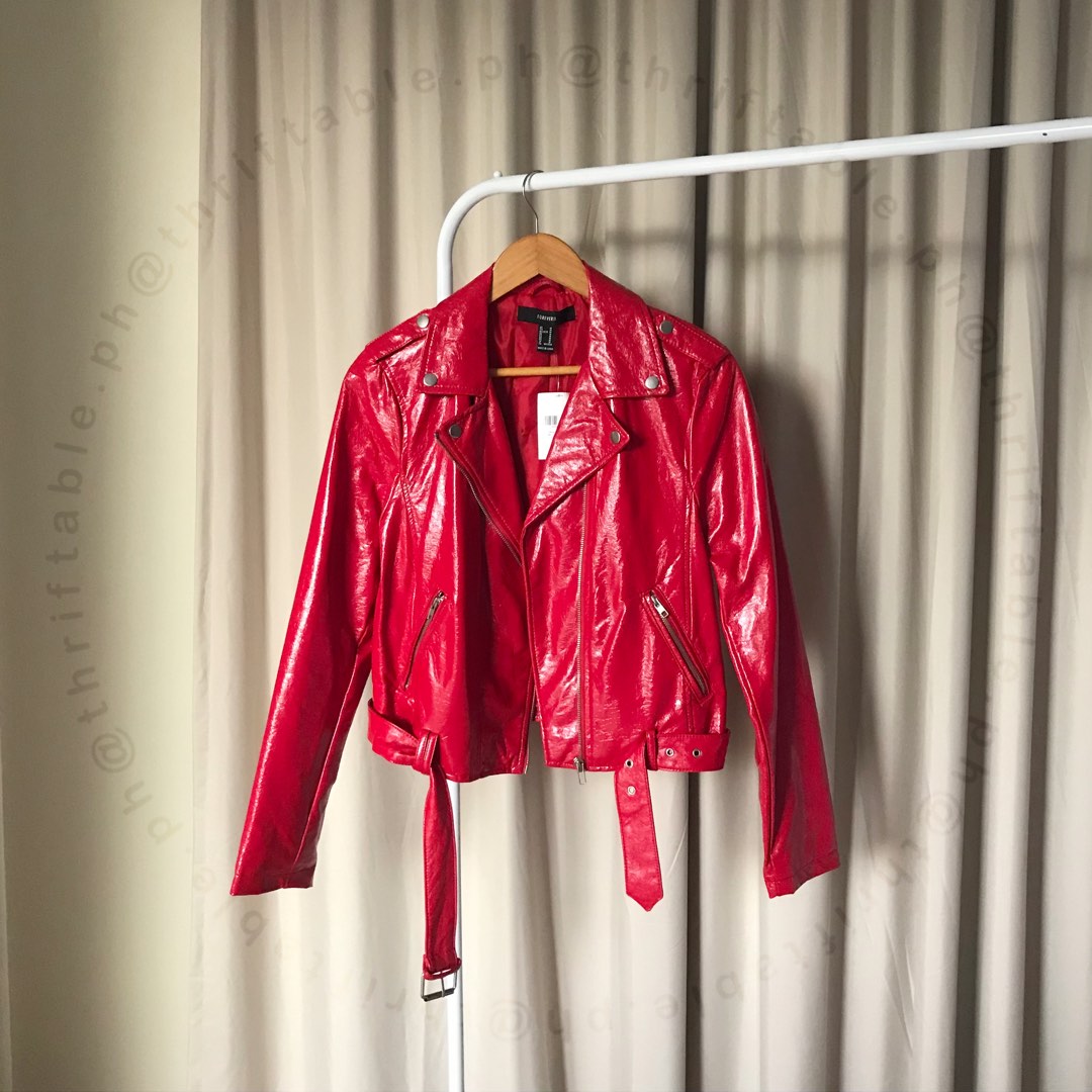 Forever 21: Red Patent Leather Jacket, Women's Fashion, Coats, Jackets ...