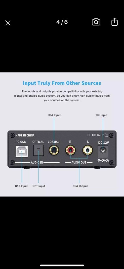 Fosi Audio Q5 DAC Converter USB Digital-to-Analog Adapter ESS9018K2M ...