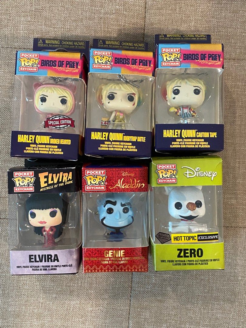 Funko Keychain Harley Quinn, Diamond Glitter Zero and Genie, Hobbies ...