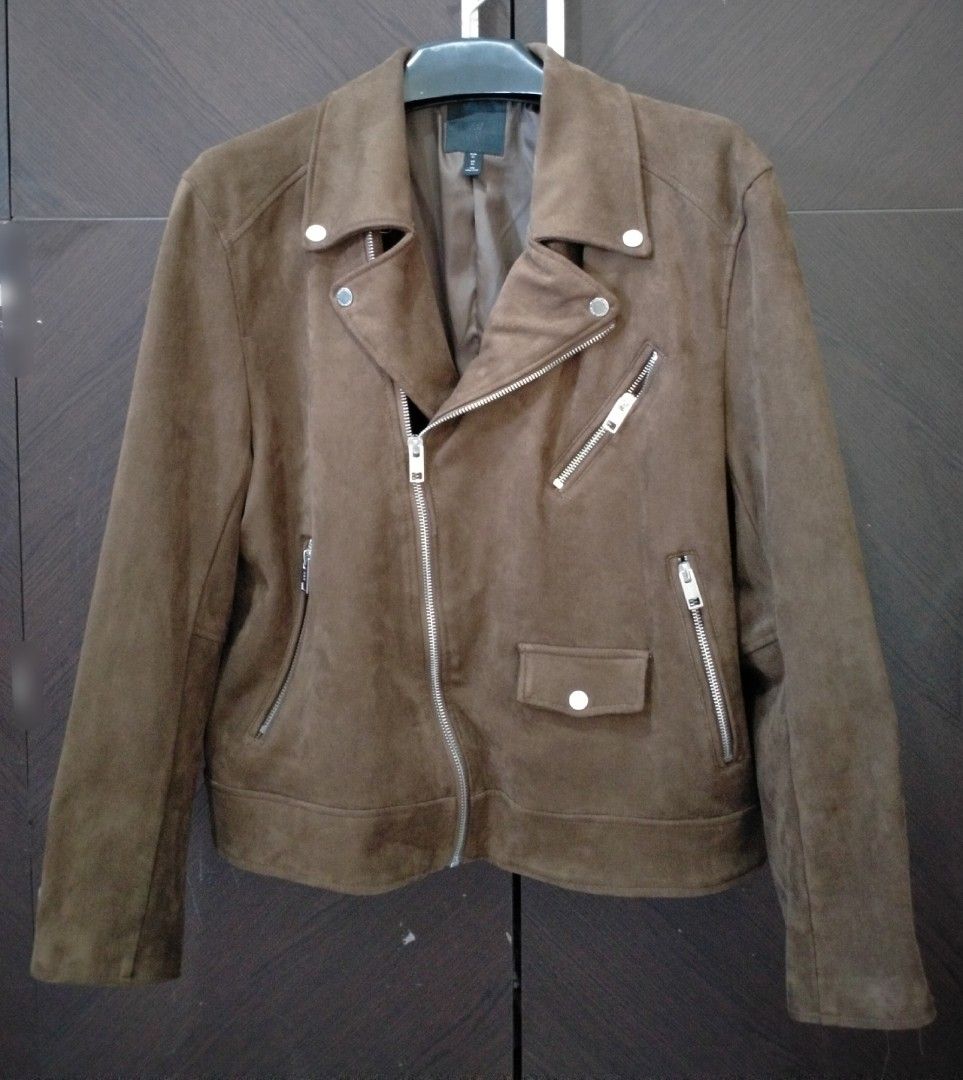 HnM Man Biker Jacket, Fesyen Pria, Pakaian , Baju Luaran di Carousell