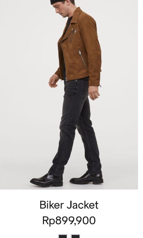 HnM Man Biker Jacket, Fesyen Pria, Pakaian , Baju Luaran di Carousell