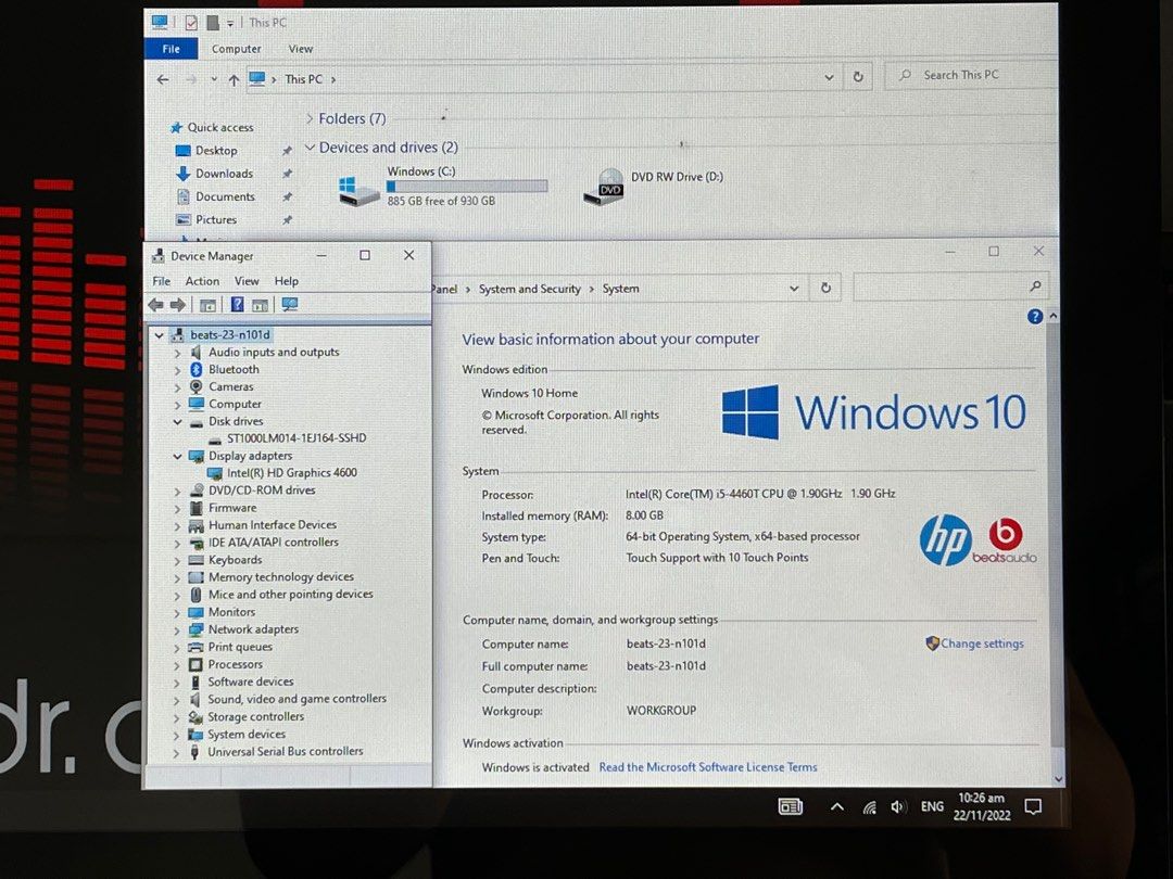 HP Beats Edition AiO All-in-One 23" inch FHD Touchscreen Desktop ...