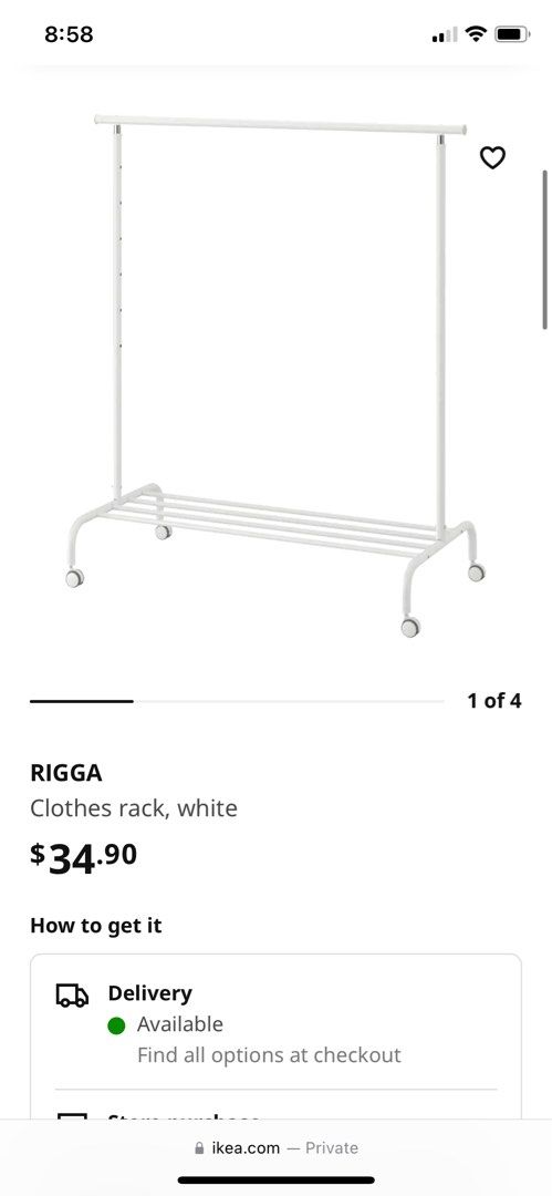 IKEA Rigga Clothes Rack with Organisational Drawers, Furniture & Home ...