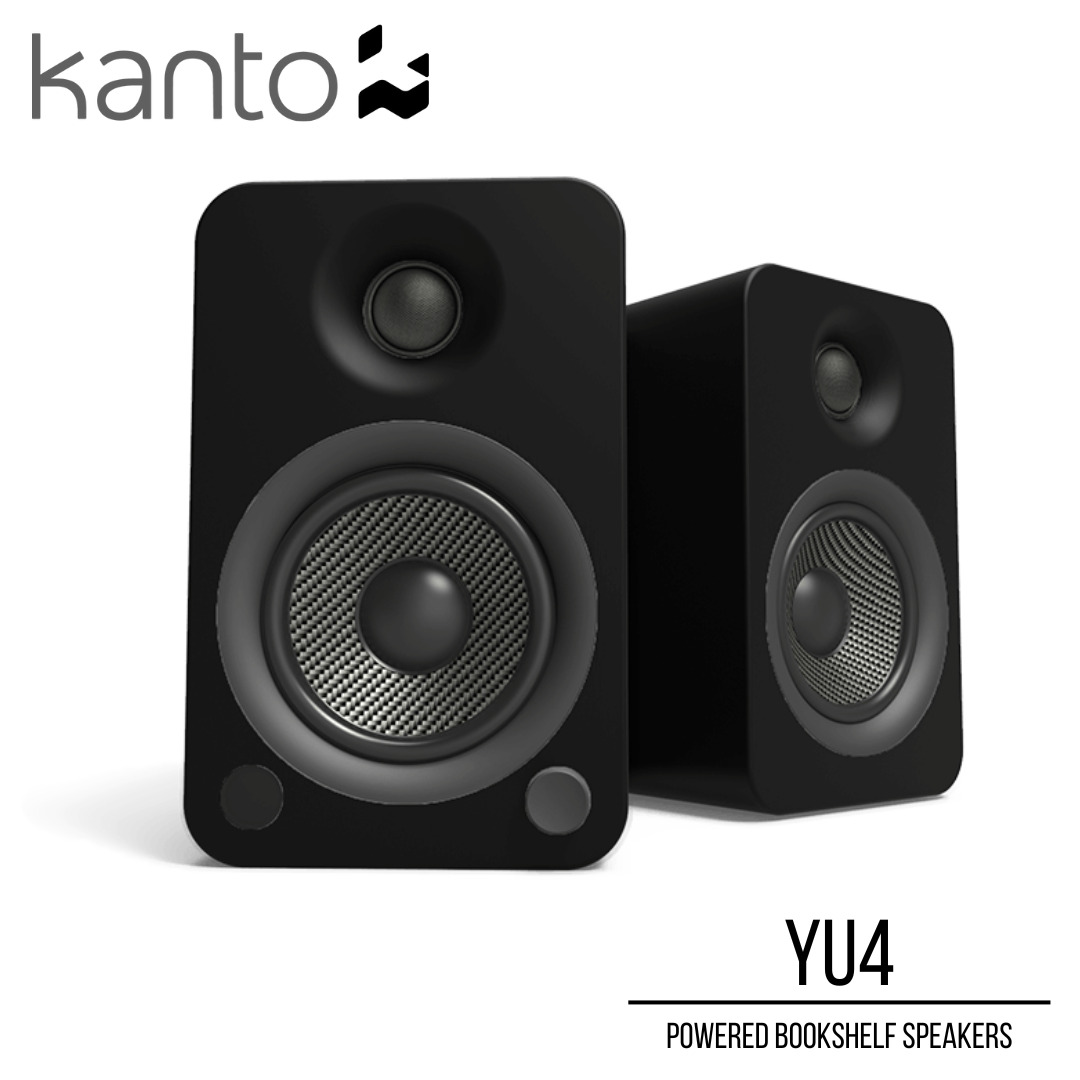 Kanto YU4 Powered Bookshelf Speakers with Built-In Bluetooth - Pair (Black/White), Audio ...